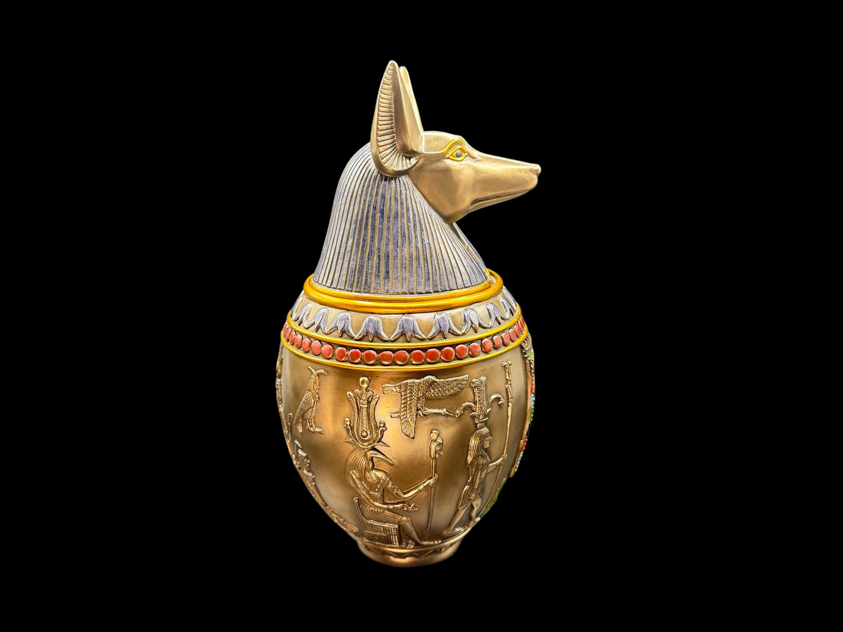 Anubis Urn: Ancient Egyptian God of the Dead, Handcrafted Canonic Jar ...