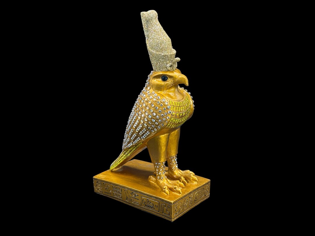 Horus Statue, Gold Glittered With Over 400 Crystals, Hand Signed 2011 ...