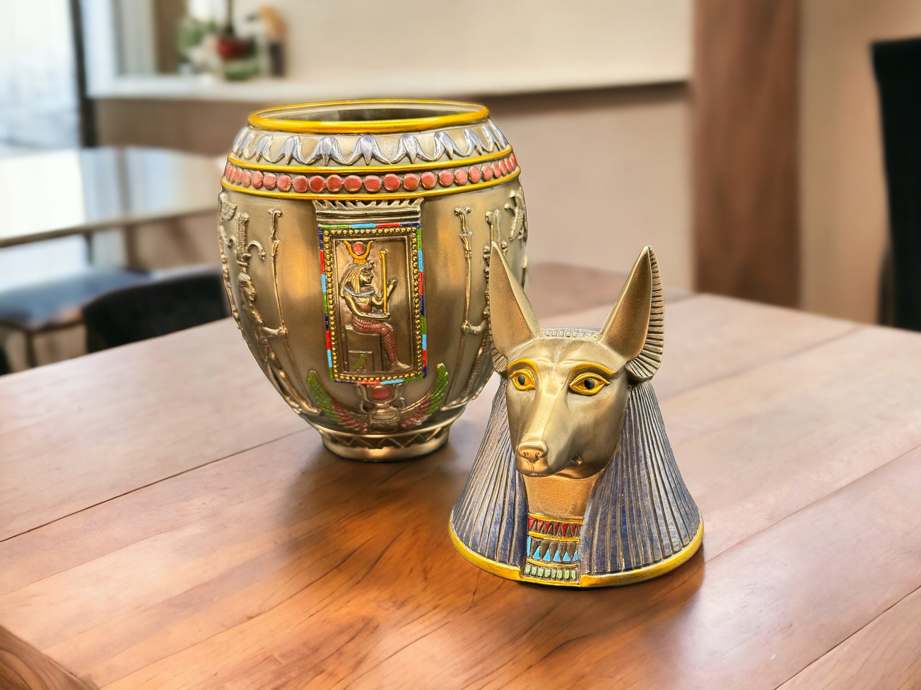 Anubis Urn: Ancient Egyptian God of the Dead, Handcrafted Canonic Jar ...