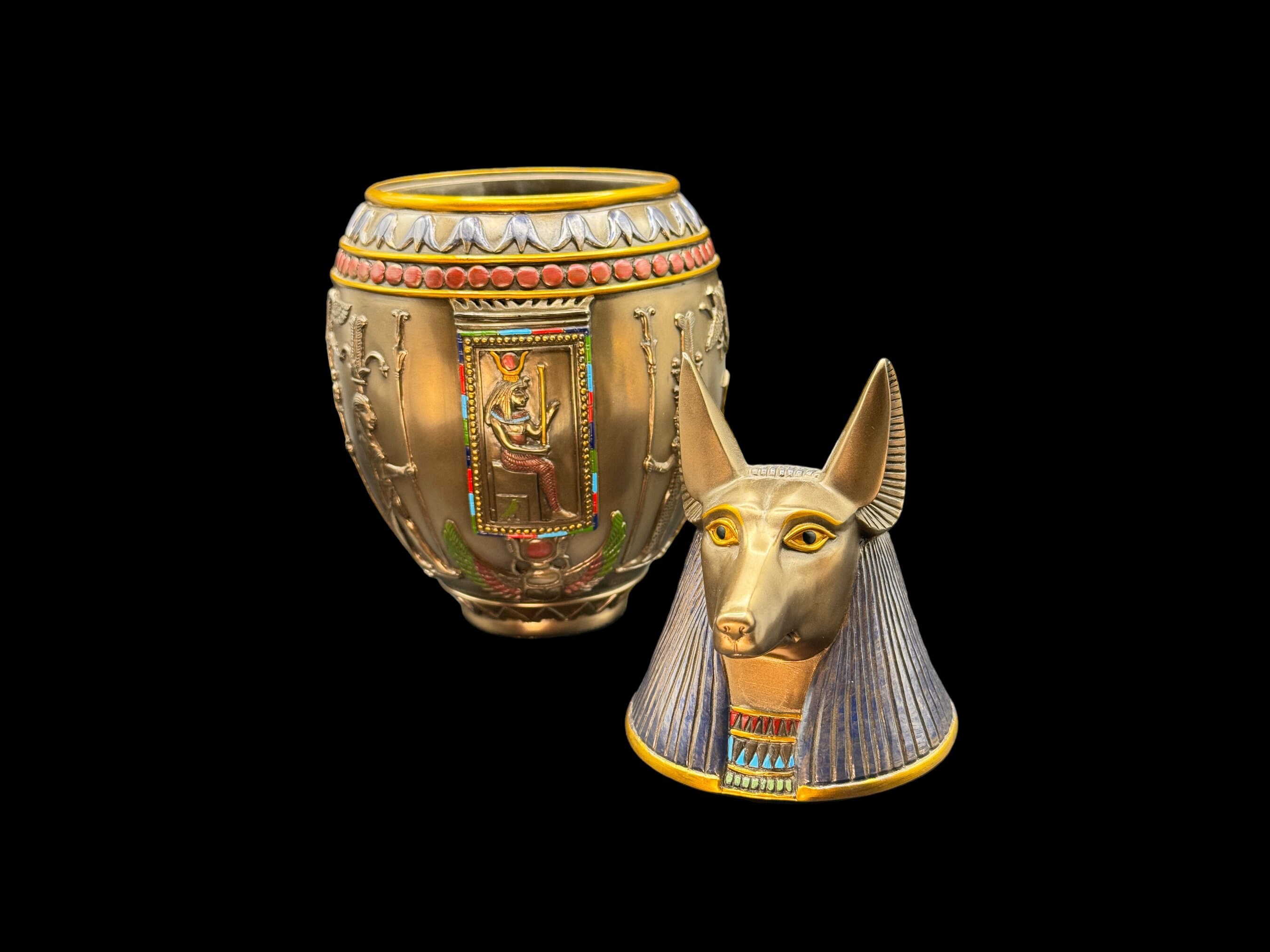Anubis Urn: Ancient Egyptian God of the Dead, Handcrafted Canonic Jar ...