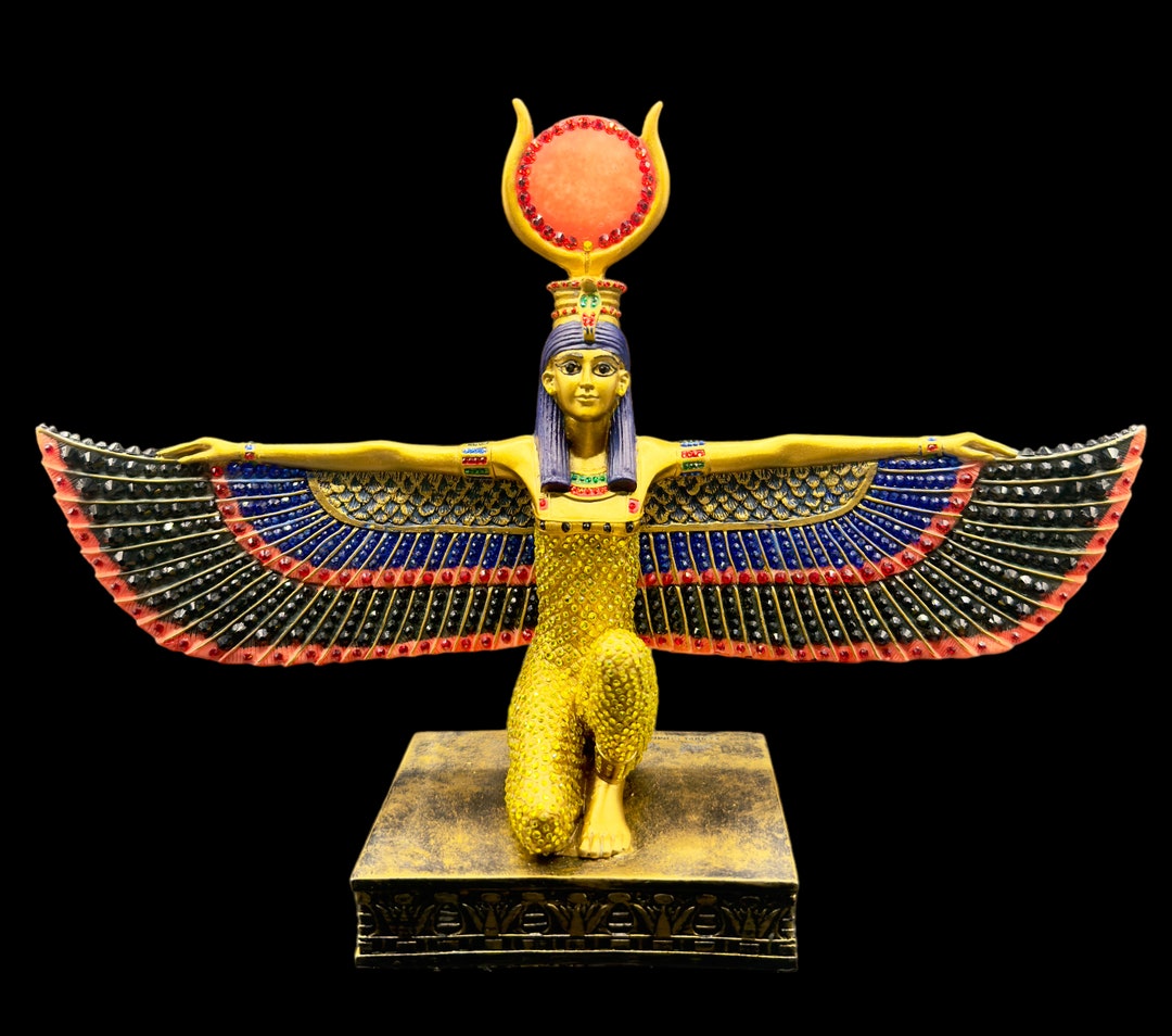 Egyptian Goddess Isis Statue, 1700 Glass Crystals Art, Hand Signed ...