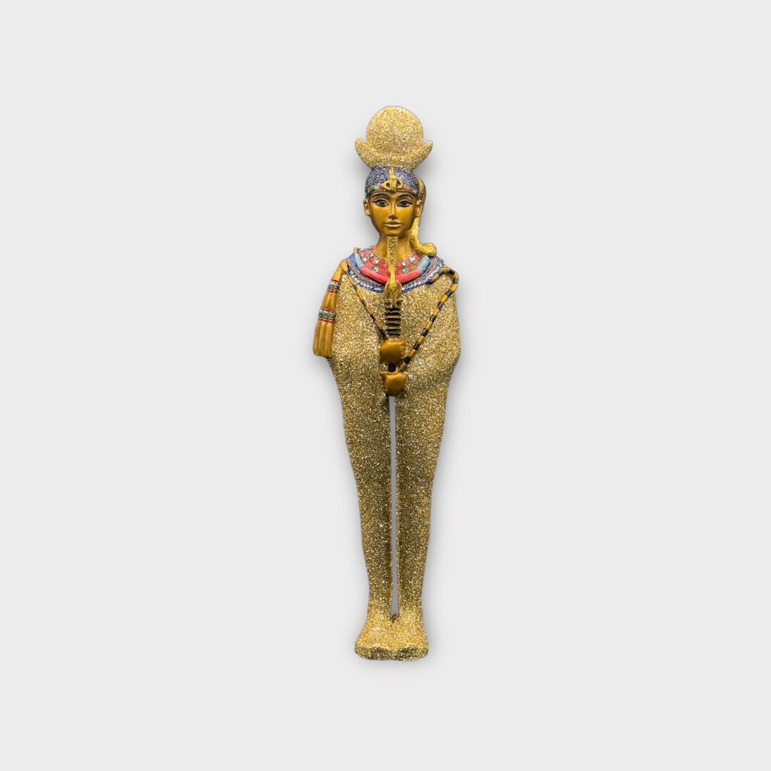 Egyptian Goddess Khonsu Statue - With Glass Crystals & Holographic Gold ...