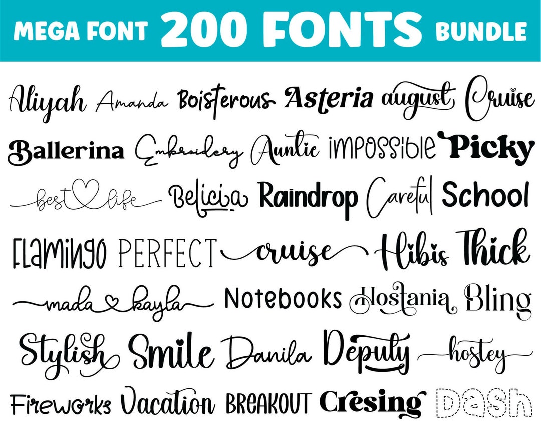 The Ultimate 200 Procreate Fonts Cursive Font Bundle Script - Etsy UK