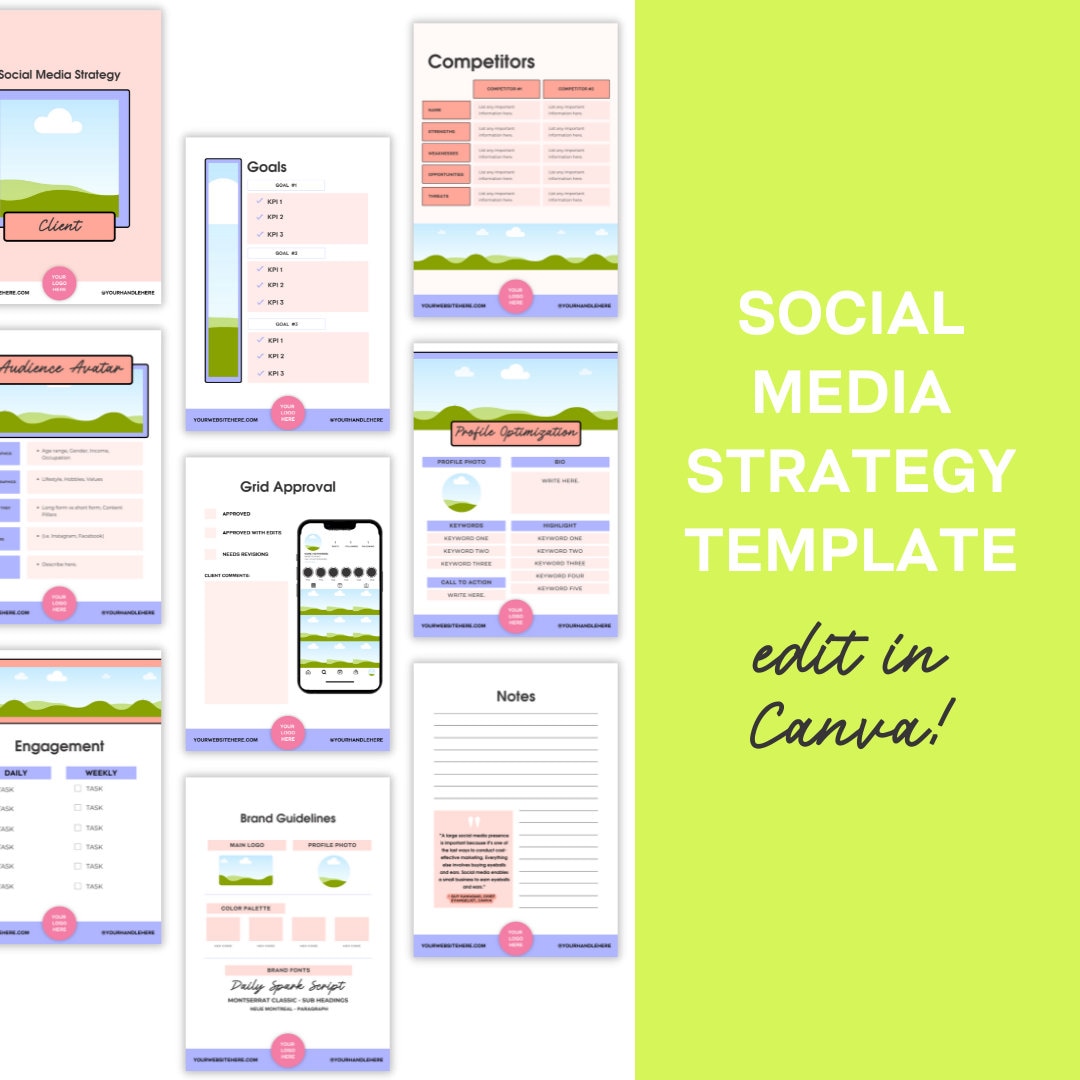 Social Media Strategy Template Canva Template Templates for Social ...