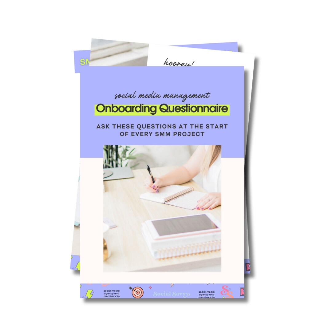 Social Media Management Onboarding Questionnaire Social Media Manager Business SMM - Etsy