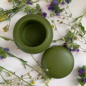 Green Salt Cellar, Pinch Pot, Salt Pig, Concrete Salt and Pepper Jar ...
