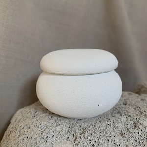 Minimalist Concrete Trinket Jar - Small Jewelry Box With Lid - Modern ...