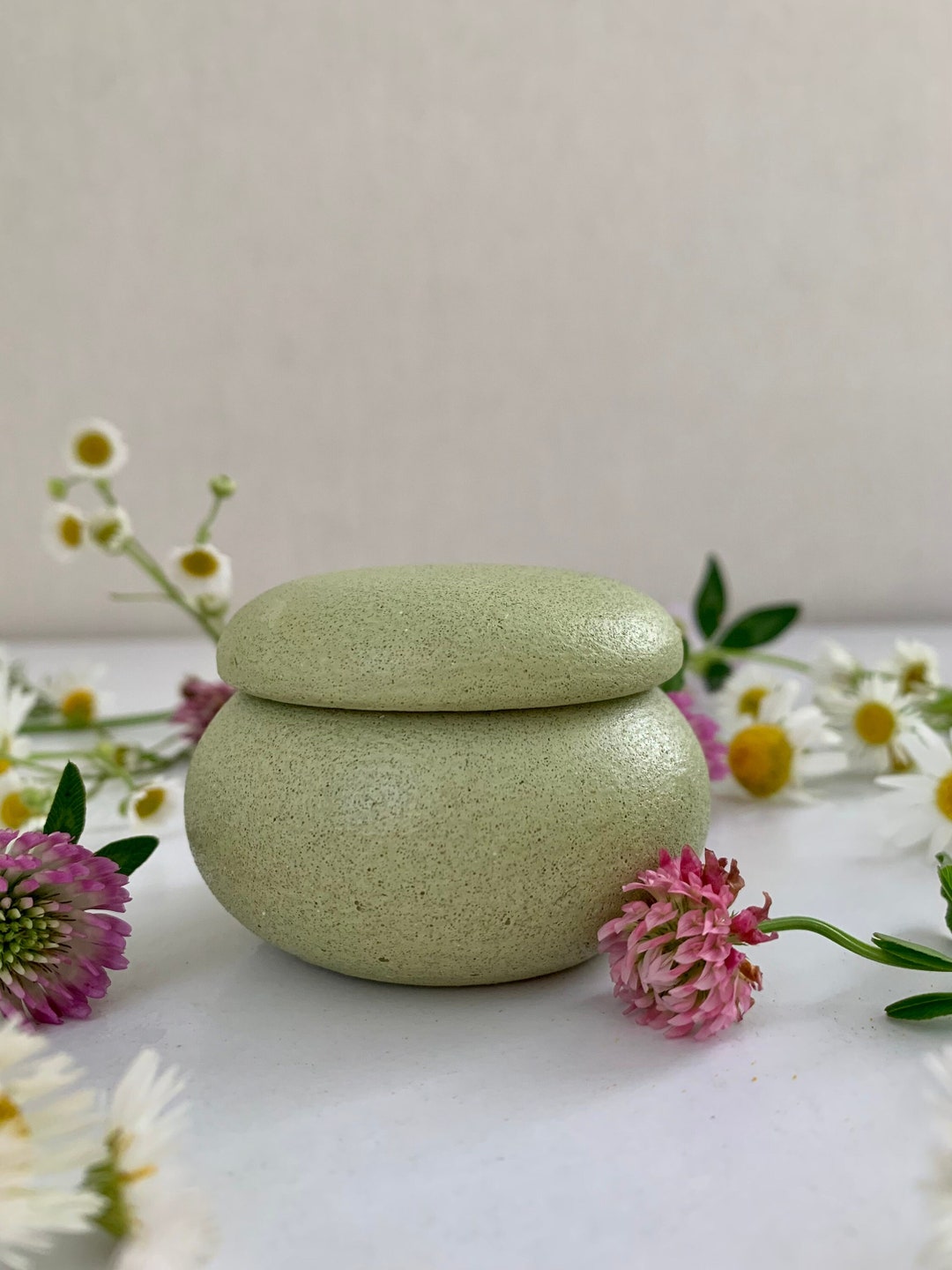 Minimalist Concrete Jewelry Box Small Lidded Trinkets Jar Modern ...