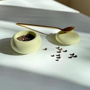 Green Salt Cellar, Pinch Pot, Salt Pig, Concrete Salt and Pepper Jar ...