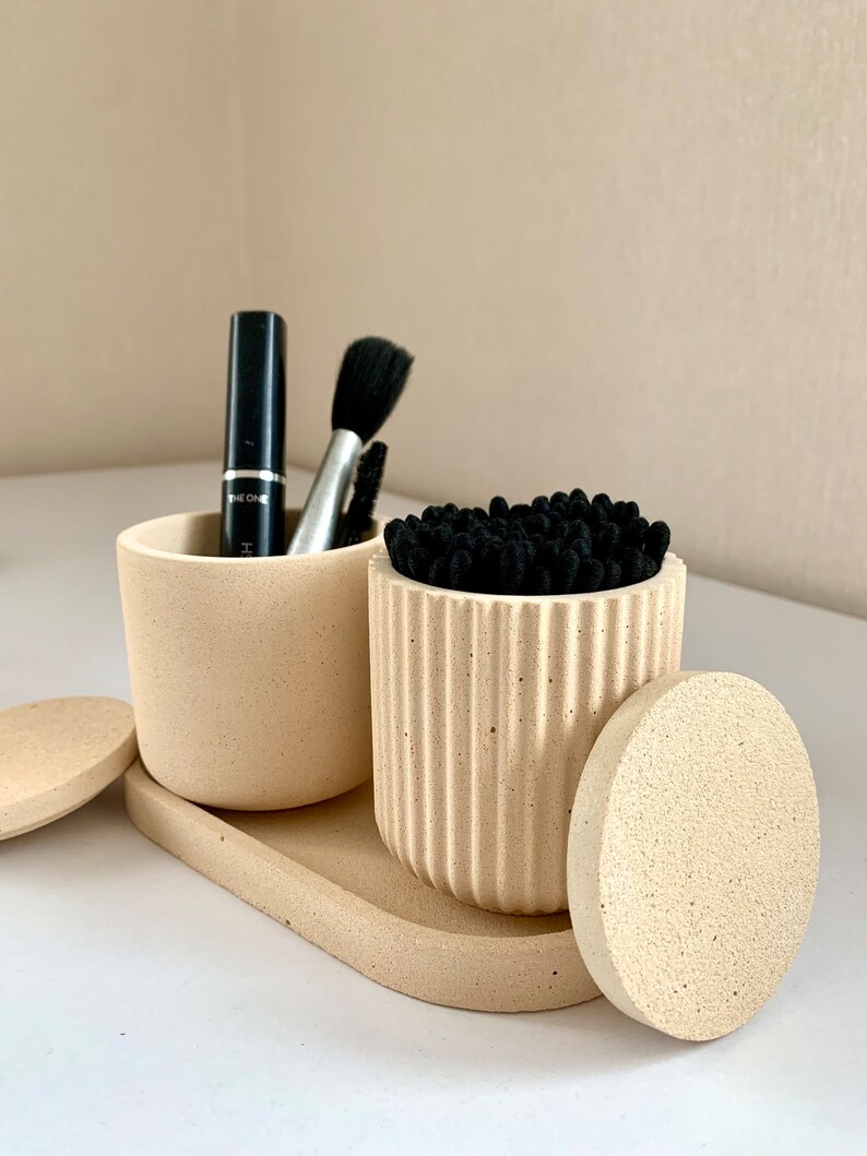 Bathroom Accessories Set Cotton Wool Pads Cotton Buds Storage Bathroom ...