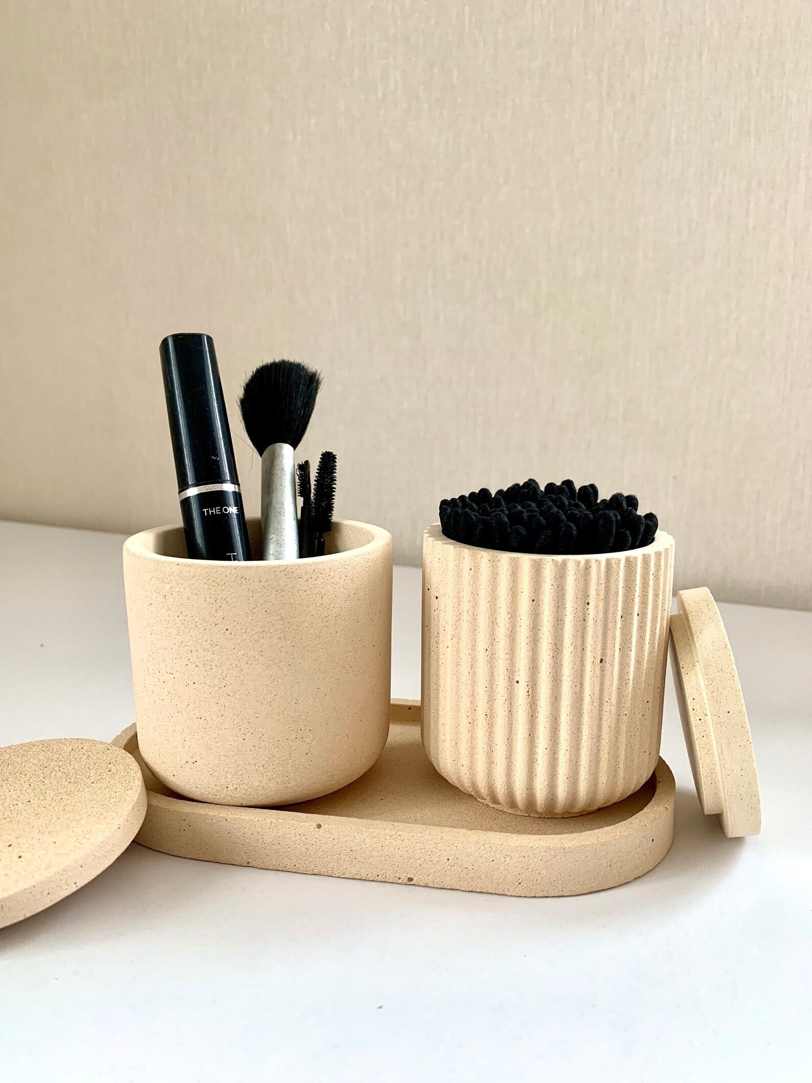 Bathroom Accessories Set Cotton Wool Pads Cotton Buds Storage Bathroom ...