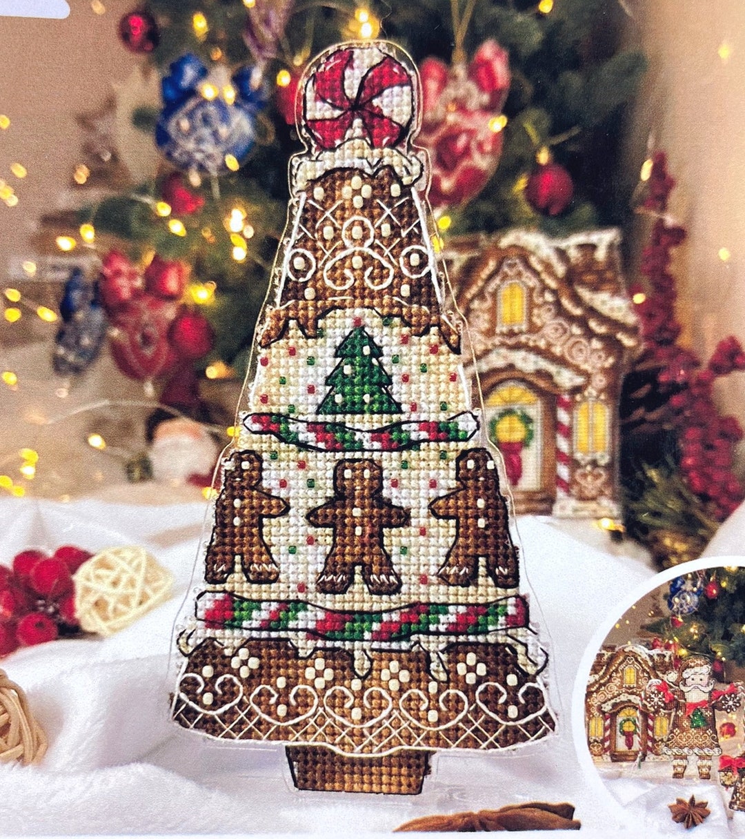 Gingerbread Tree Cross Stitch Kit, Unic, Set With Threads, Beads and ...