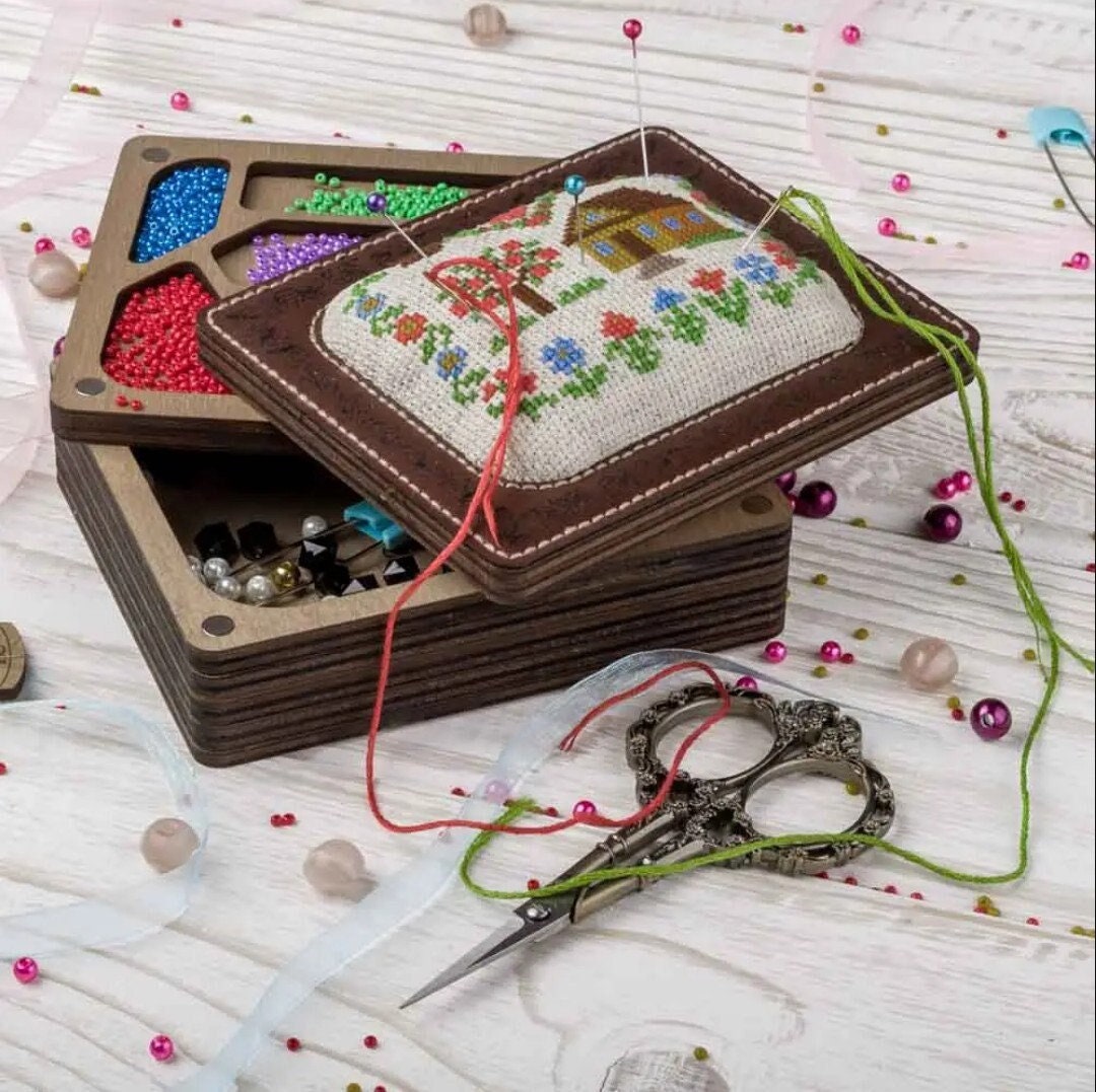 Set for Making a Needle and Beads Holder Plywood, 12*10*5 Cm, TL-038 ...