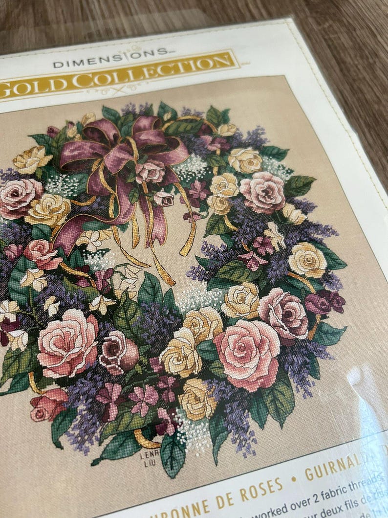 Lena Liu Wreath of Roses Cross Stitch Kit: Dimensions Gold Collection ...