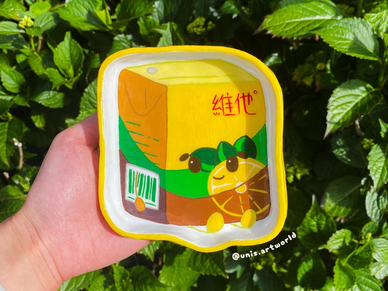 Vita Lemon Tea Juice Box Clay Dish Trinket Dish Jewellery Dish Room ...