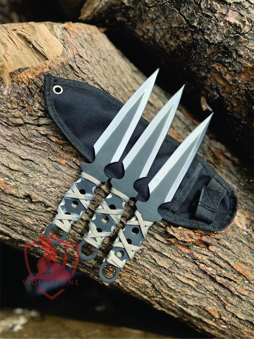 Throwing Knives Set of 3 | Handcrafted Stainless Steel Wolfstone Blades ...