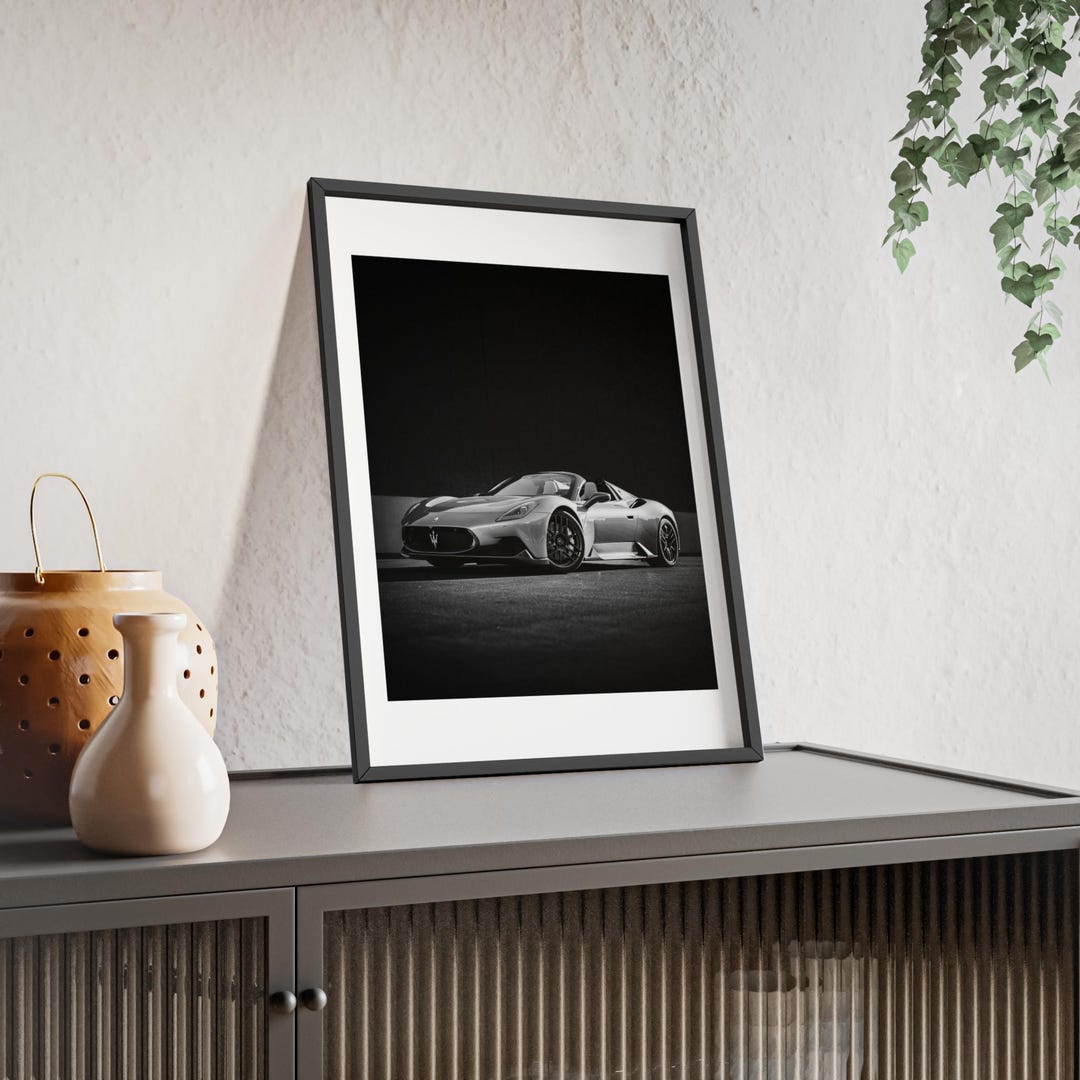 Maserati Sports Car Poster Framed | Black White Automotive Wall Art - Etsy