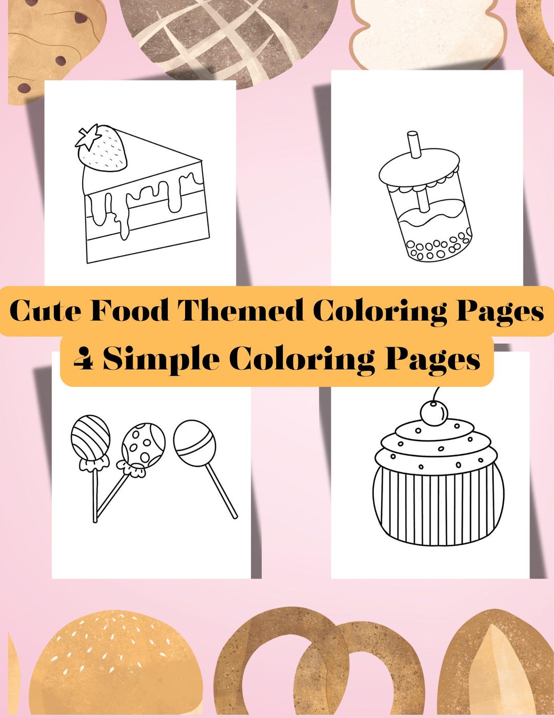 Food-themed Coloring Pages for Kids and Adults | Instant PDF Download ...