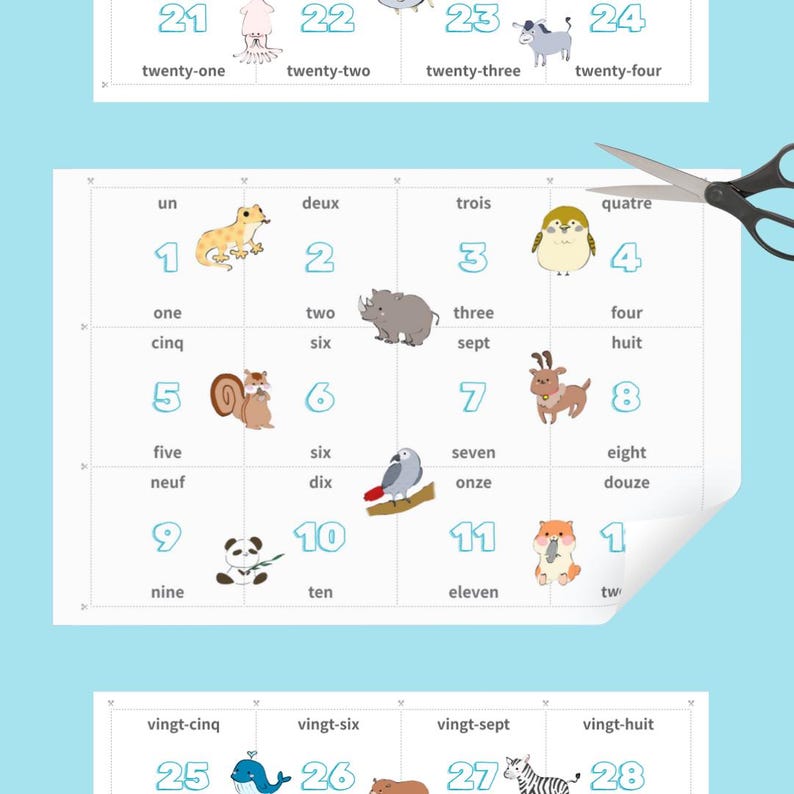 French & English Numbers 1-100 Flashcards – Printable PDF for Kids ...