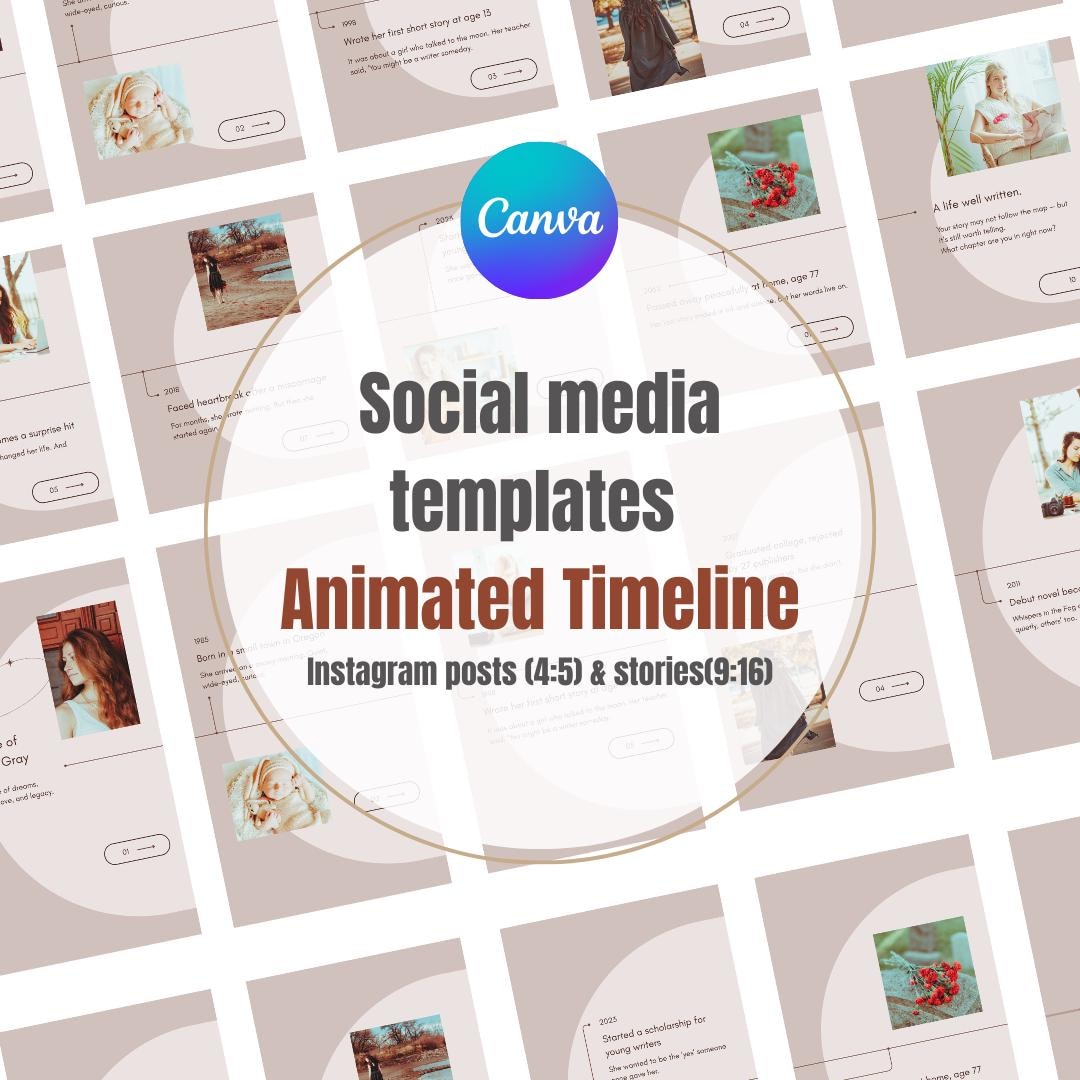 Animated Carousel Pink & Beige Timeline Social Media Templates (9x16 ...