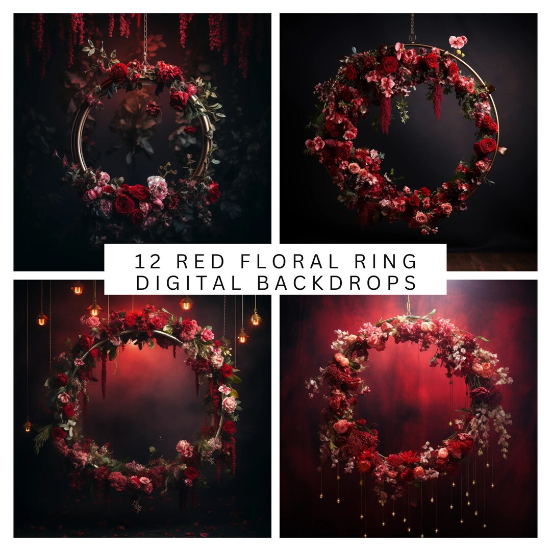 12 Red Floral Ring Backdrops Ring Overlay Maternity Overlay - Etsy