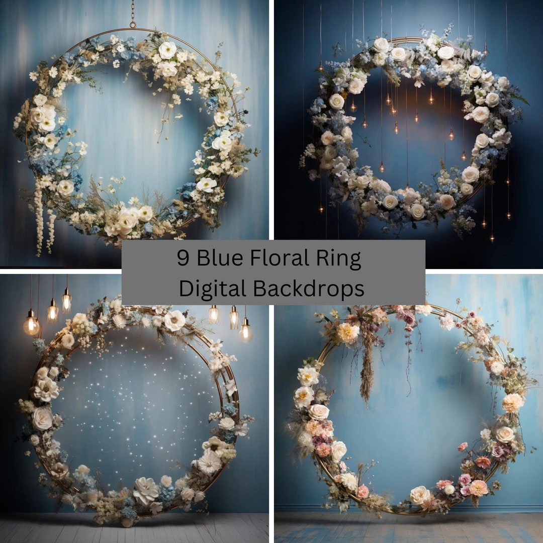 9 Blue Floral Ring Backdrops Maternity Overlays Ring Overlays - Etsy