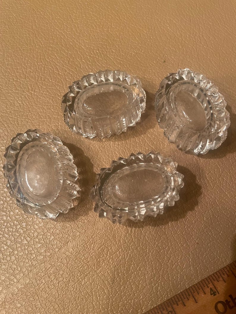 Set of 4 Salt Dips. Oval Clear Cut Glass. - Etsy