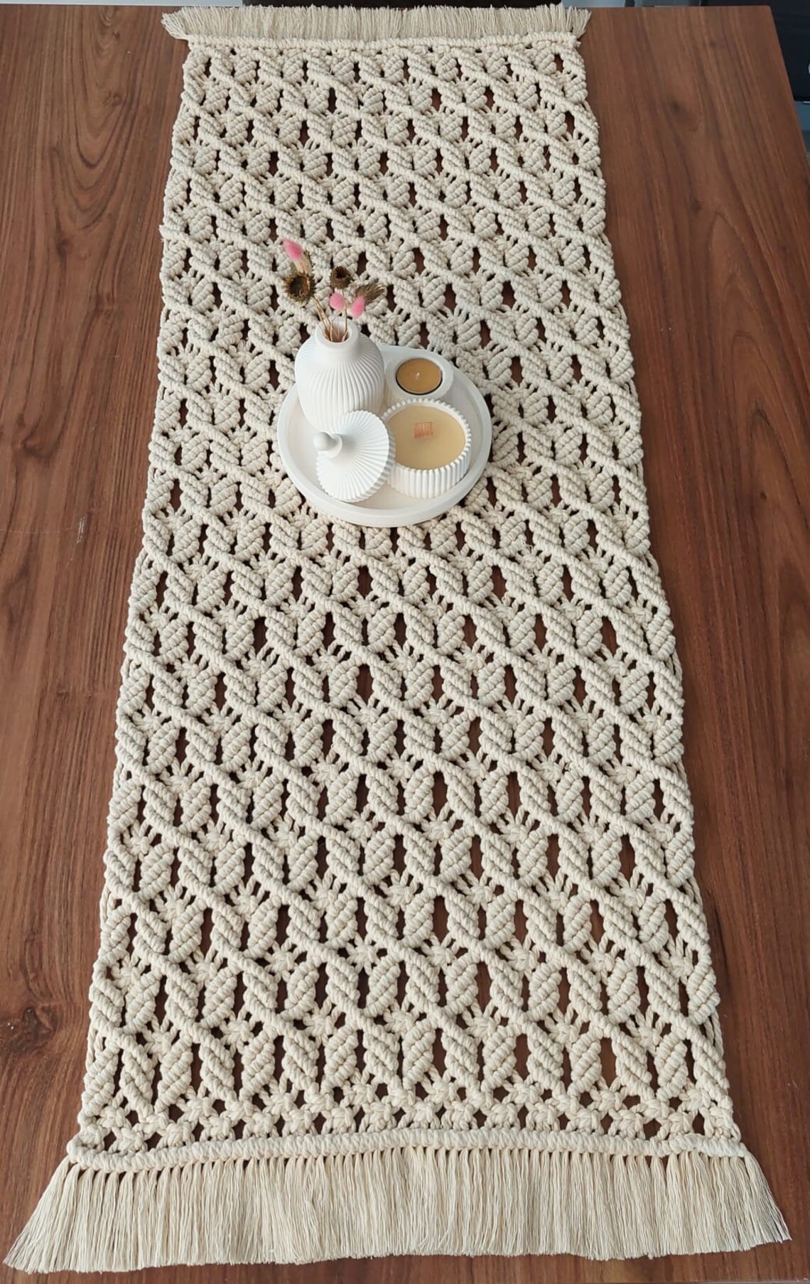Cream Table Runner,macrame Table Runner,macrame Decor,rustic Table ...