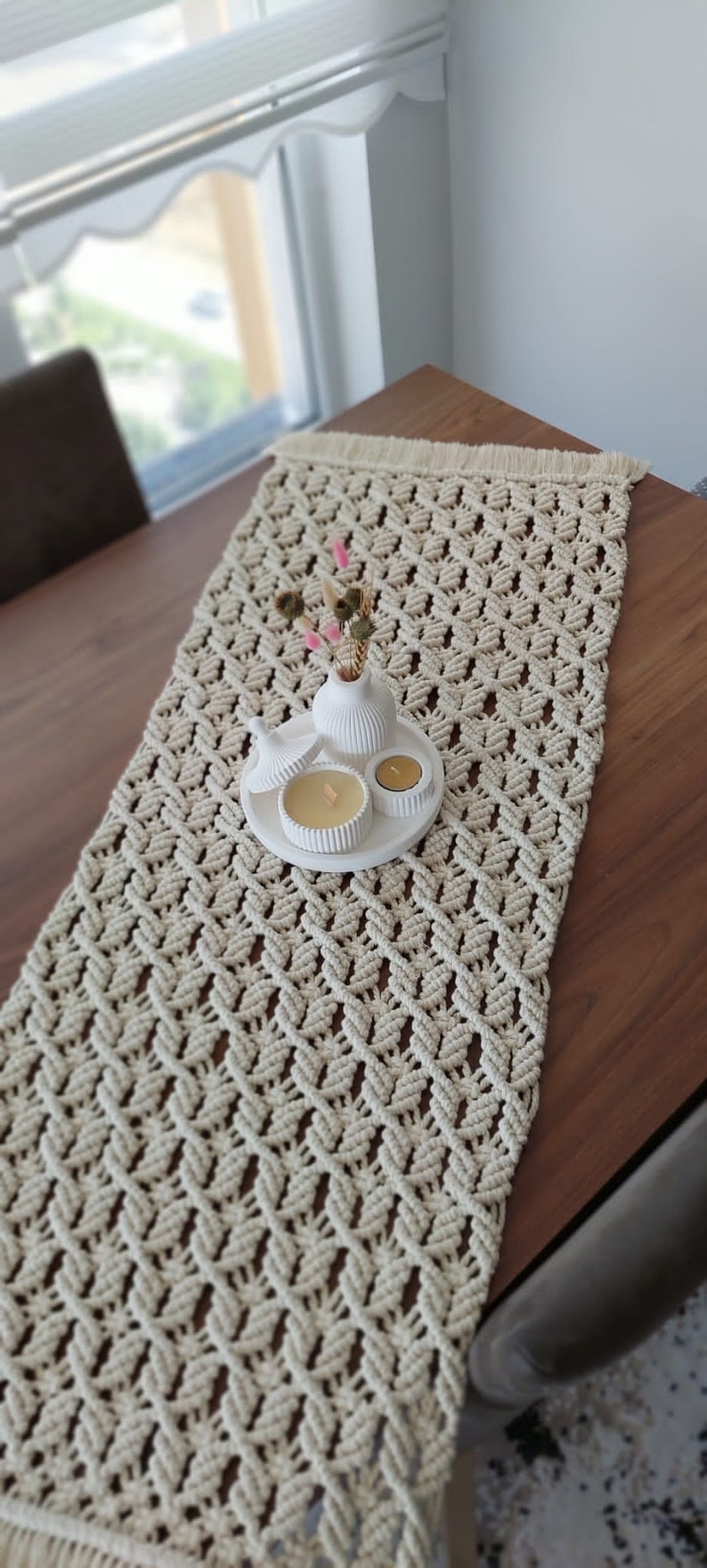 Cream Table Runner,macrame Table Runner,macrame Decor,rustic Table ...