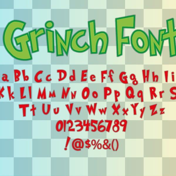 Red and Green Grinch Font - Etsy