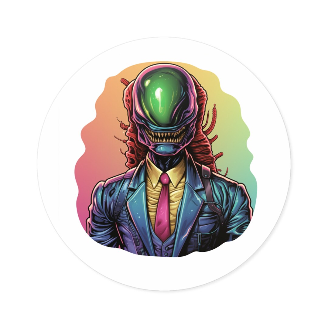 Corporate Xenomorph in a Work Suit | Round Stickers, Indoor\outdoor - Etsy