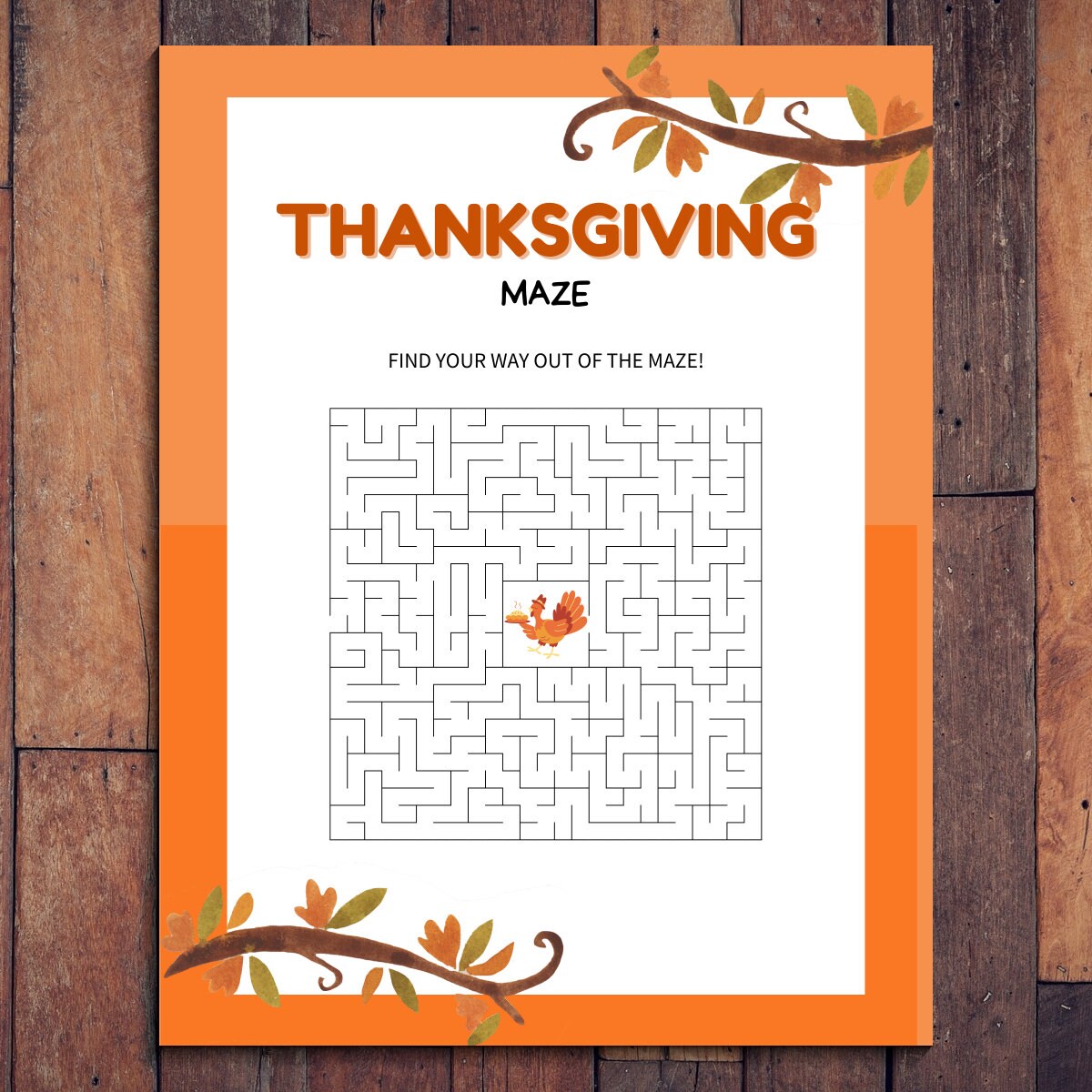 Thanksgiving Maze Puzzle Printable Labyrinth Kids & Adults - Etsy