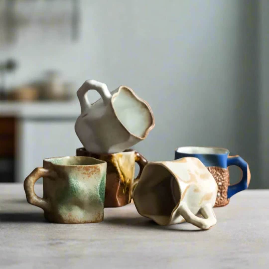 Irregular Shape Ceramic Tea & Coffee Cups Artistic Handmade Mugs ...