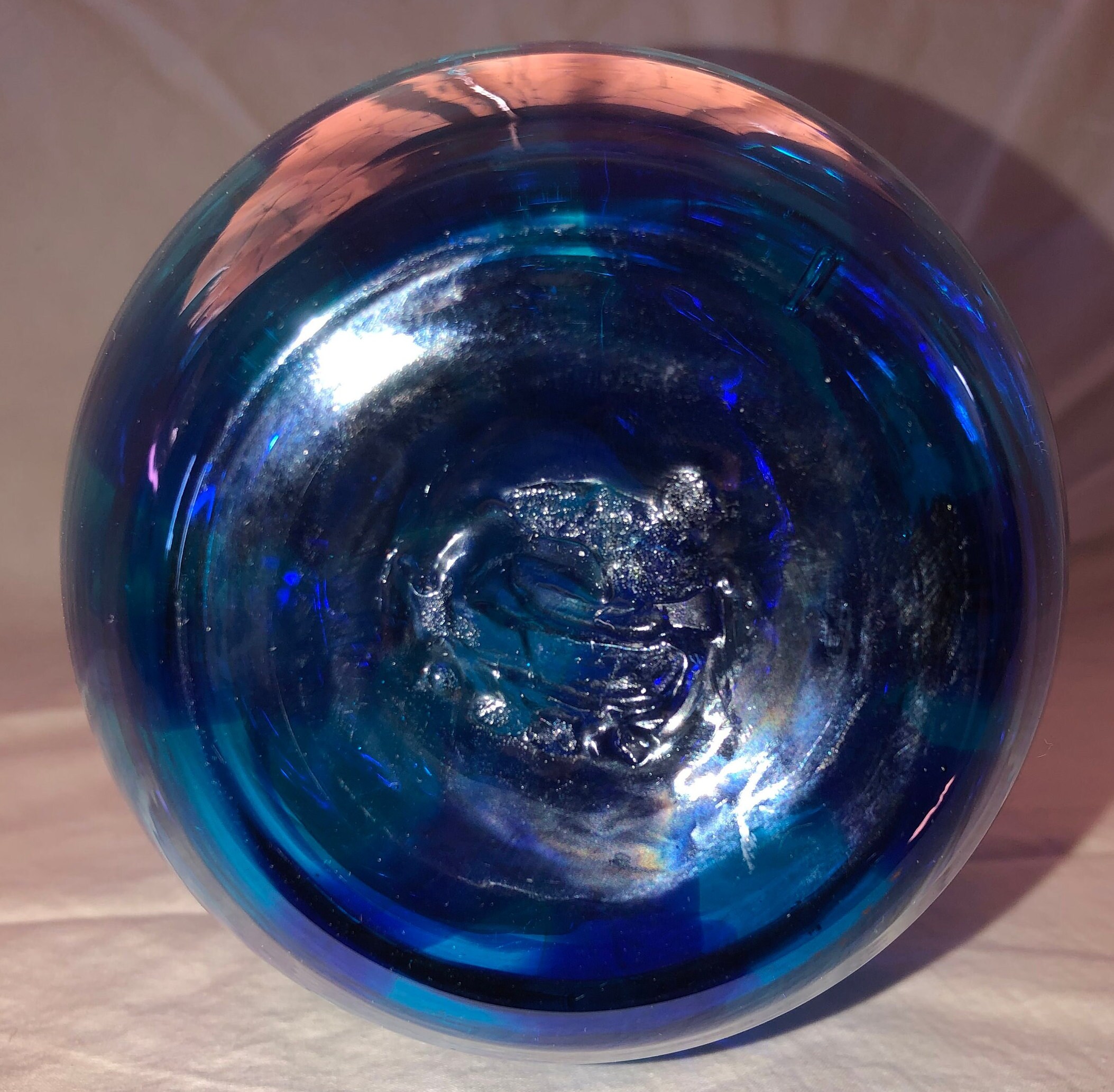 Vintage Hand Blown Balloon Vase Oval Fluted Teal and Royal - Etsy