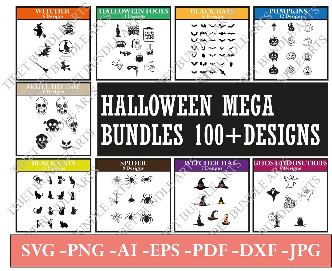 HALLOWEEN MEGA BUNDLE 100 Designs Pumpkin Haunted Creepy - Etsy