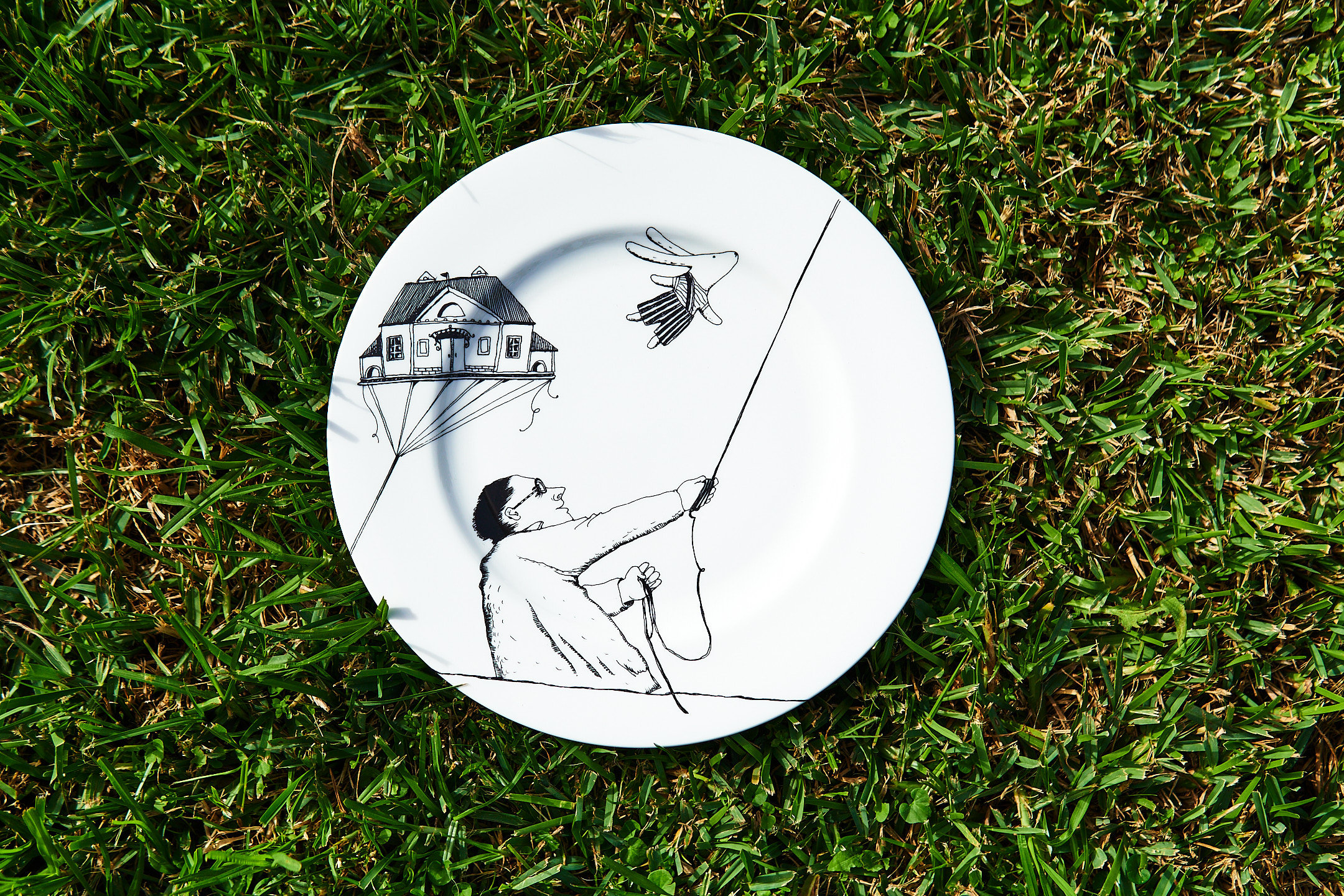 Flying Rabbit Plate With a Story, Rabbit Masya Series - Etsy