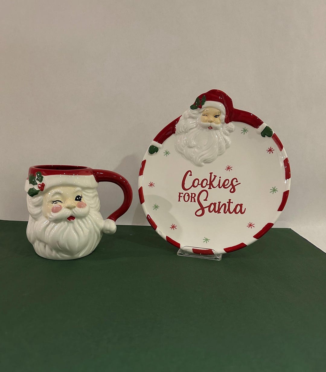 Santa Milk and Cookie Set Hand-painted Mug and Plate by Lang - Etsy