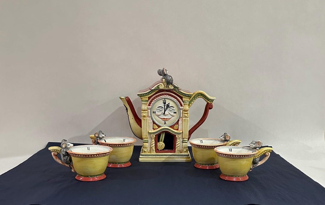 Hickory Dickory Dock Tea Set by Department 56 Retired 1996 Collectible ...