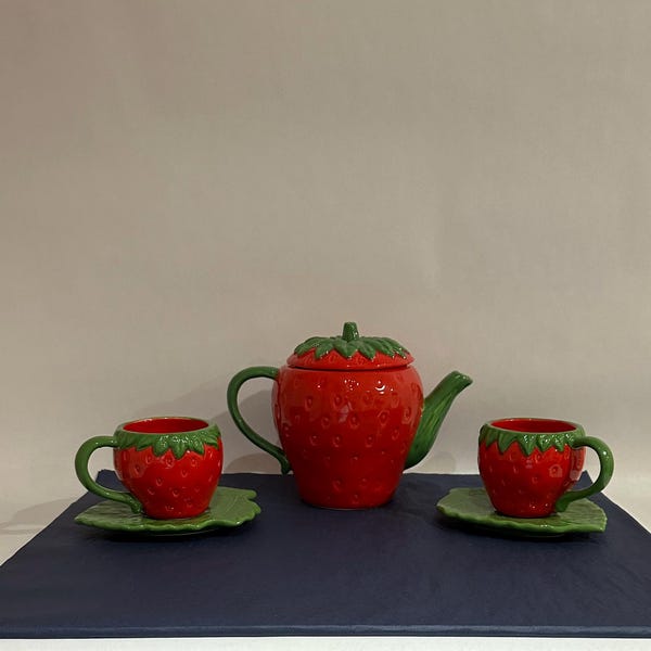 Strawberry Tea Set - Etsy