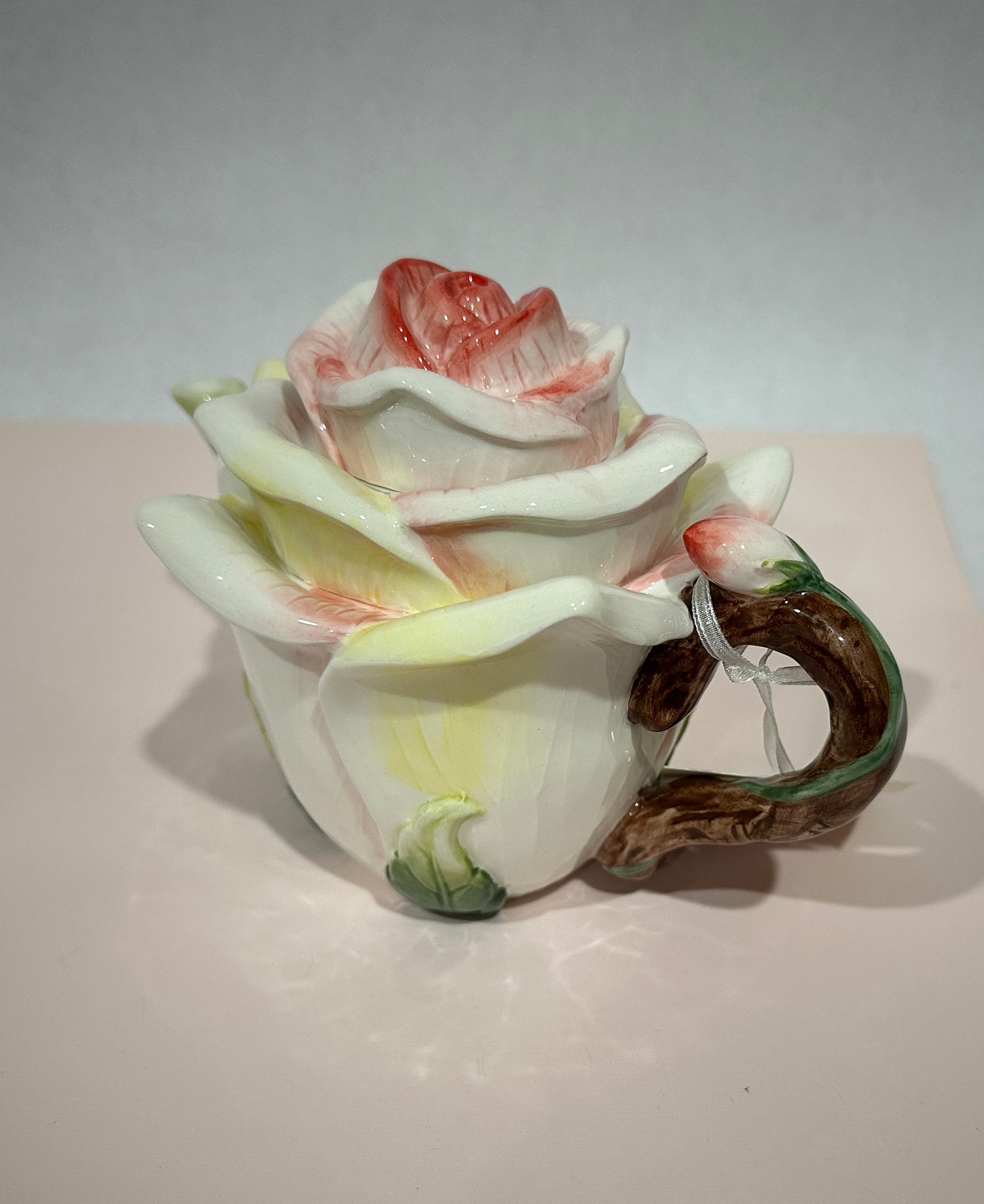 Elegant Ceramic 7oz. Teapot Garden Collection, Rose Bud Shaped by Corner Ruby, Perfect for Tea ...