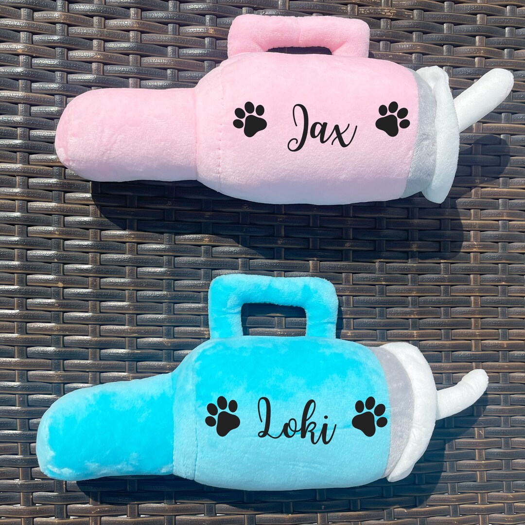 Personalized Dog Toy Stanley Tumbler - Custom Name Blue and Pink Plush ...