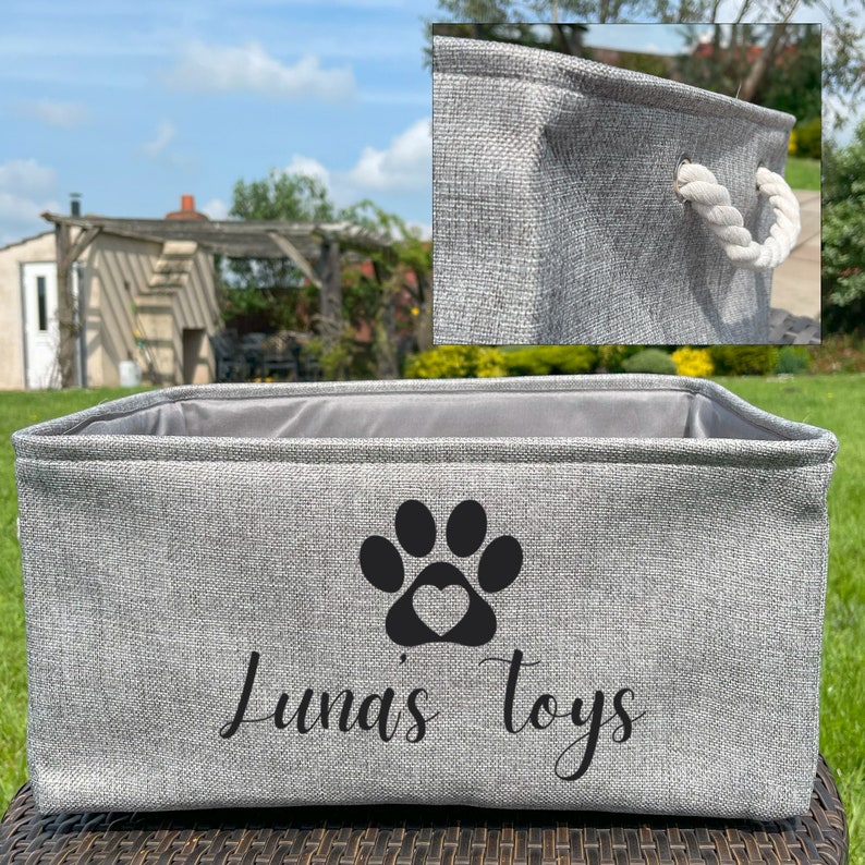 Personalised Dog Toy Box Pet Toy Storage Custom Dog Toy Basket Puppy ...