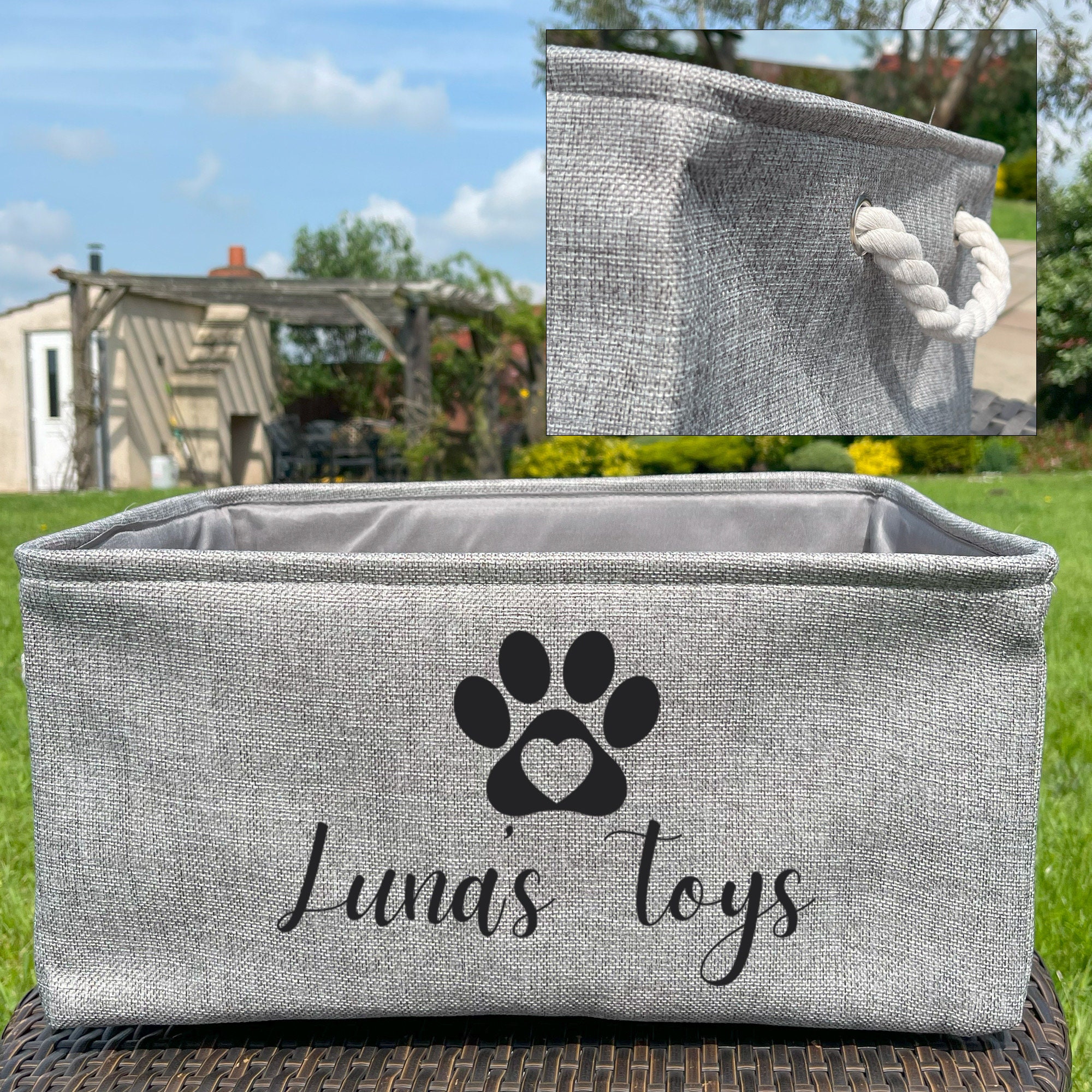 Personalised Dog Toy Box Pet Toy Storage Custom Dog Toy Basket Puppy ...