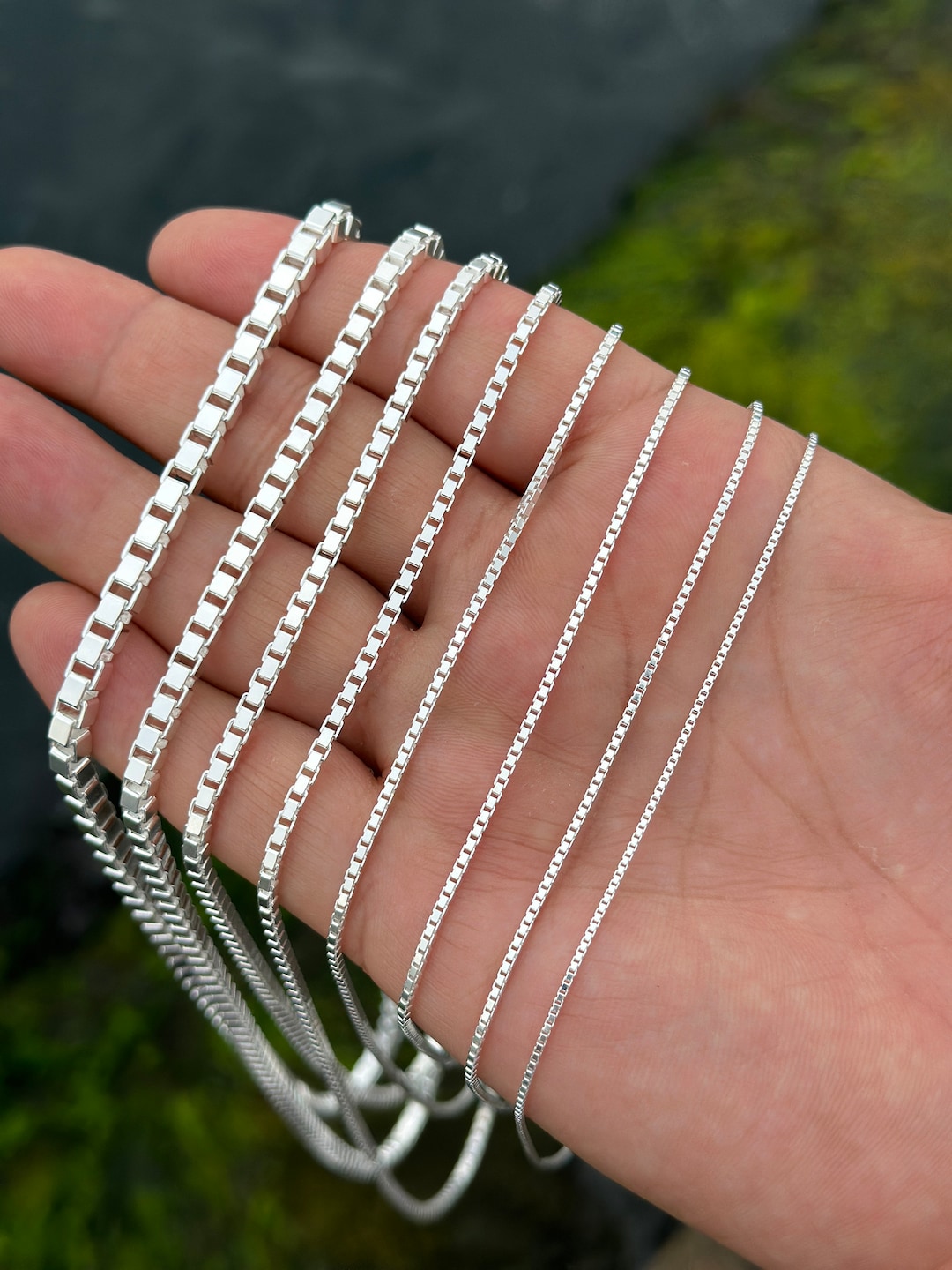 Silver Box Chain Necklace, Dainty Square Box Chain, Silver Necklace for ...