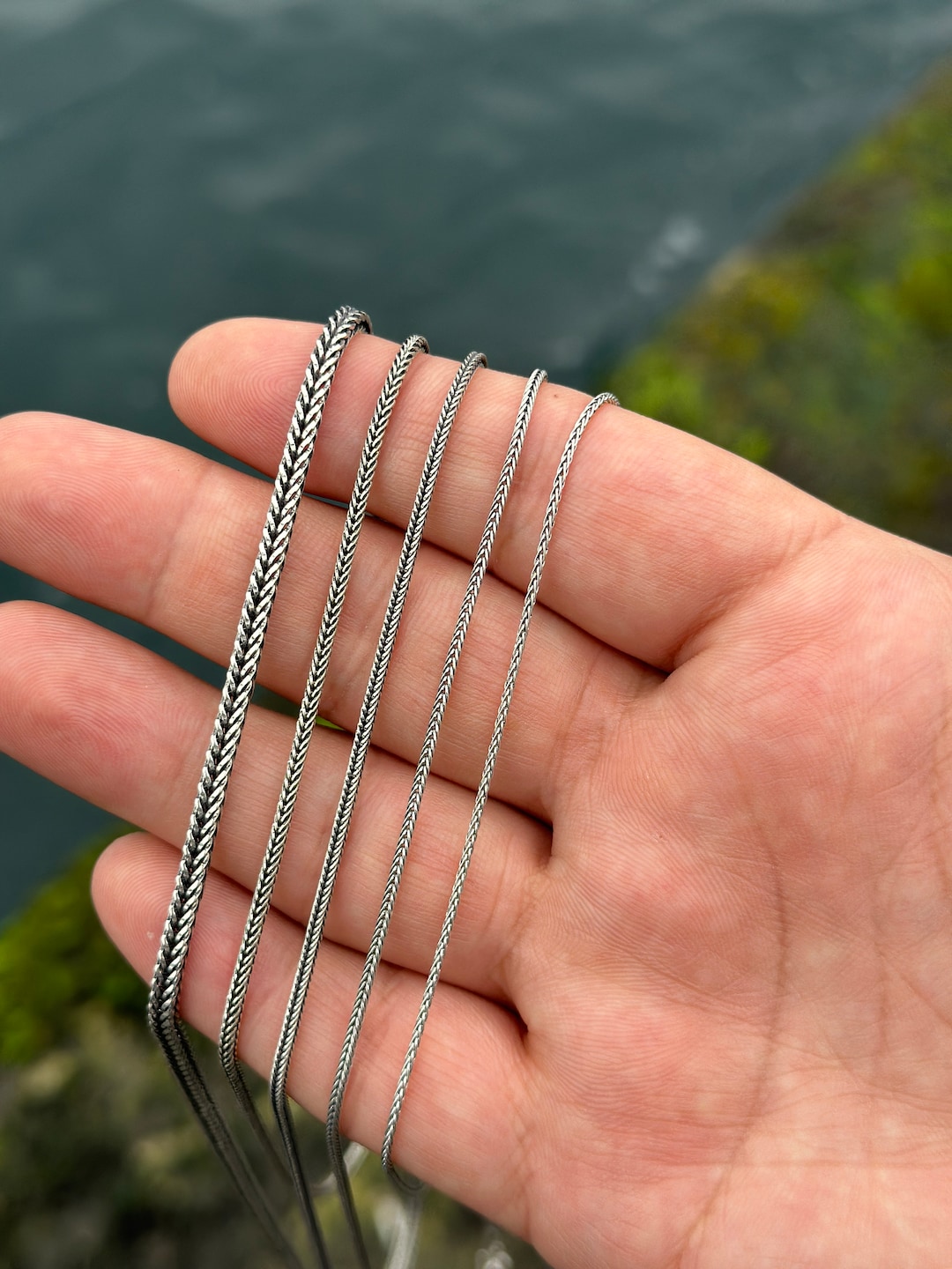 925 Sterling Silver Foxtail Chain: Oxidized Bali Necklace - Etsy