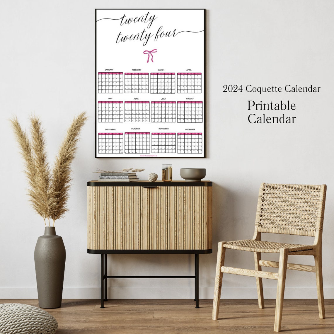 Balletcore Calendar Art, Coquette Room Decor, 2024 Bow Print,old Money ...