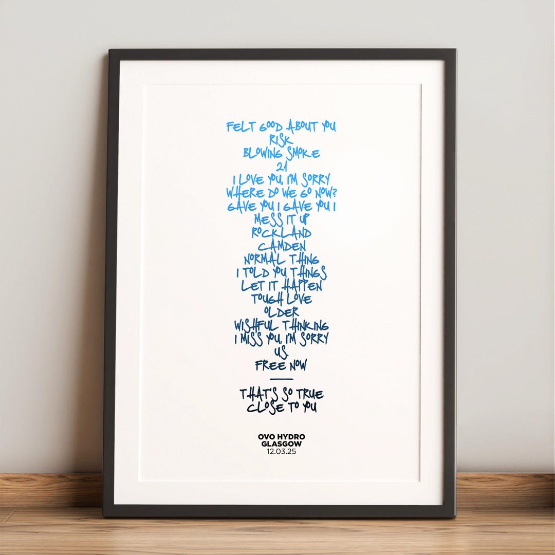 Gracie Abrams - 2025 UK Tour Concert Setlist Print - Etsy