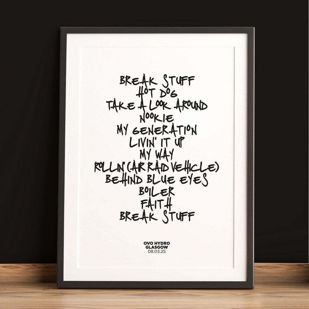 Limp Bizkit - 2025 UK Tour Concert Setlist Print - Etsy