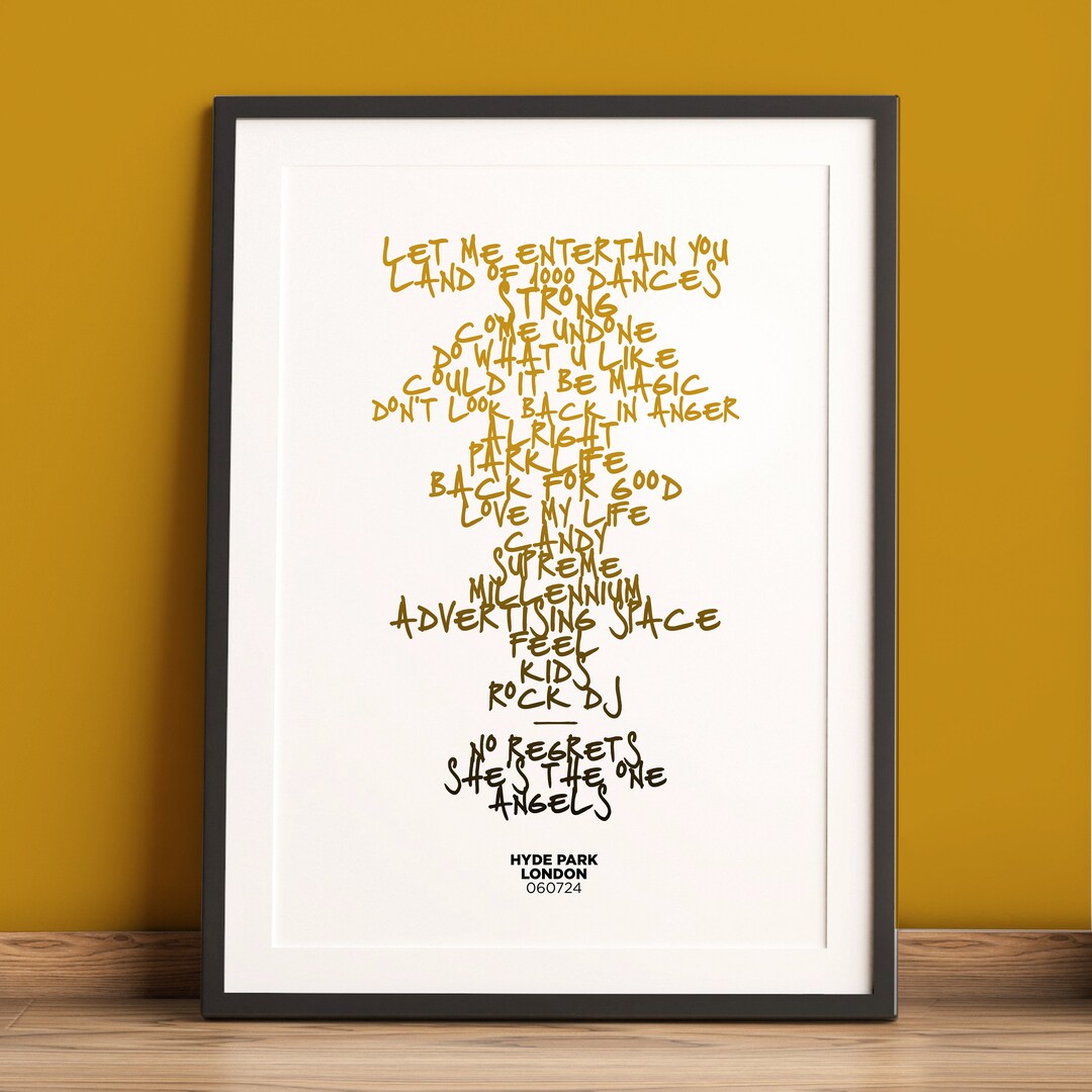 Robbie Williams - 2024 UK Tour Concert Setlist Print - Etsy UK