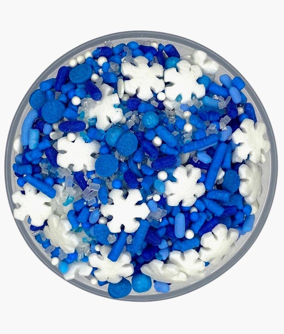 Edible Snowflake Sprinkle Mix: Blue, White & Silver Winter Cake Topping ...